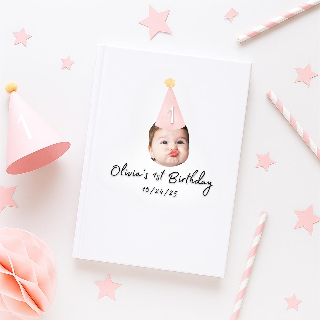 Personalized Kids Face Birthday Guest Book Custom Keepsake Memory Book ...