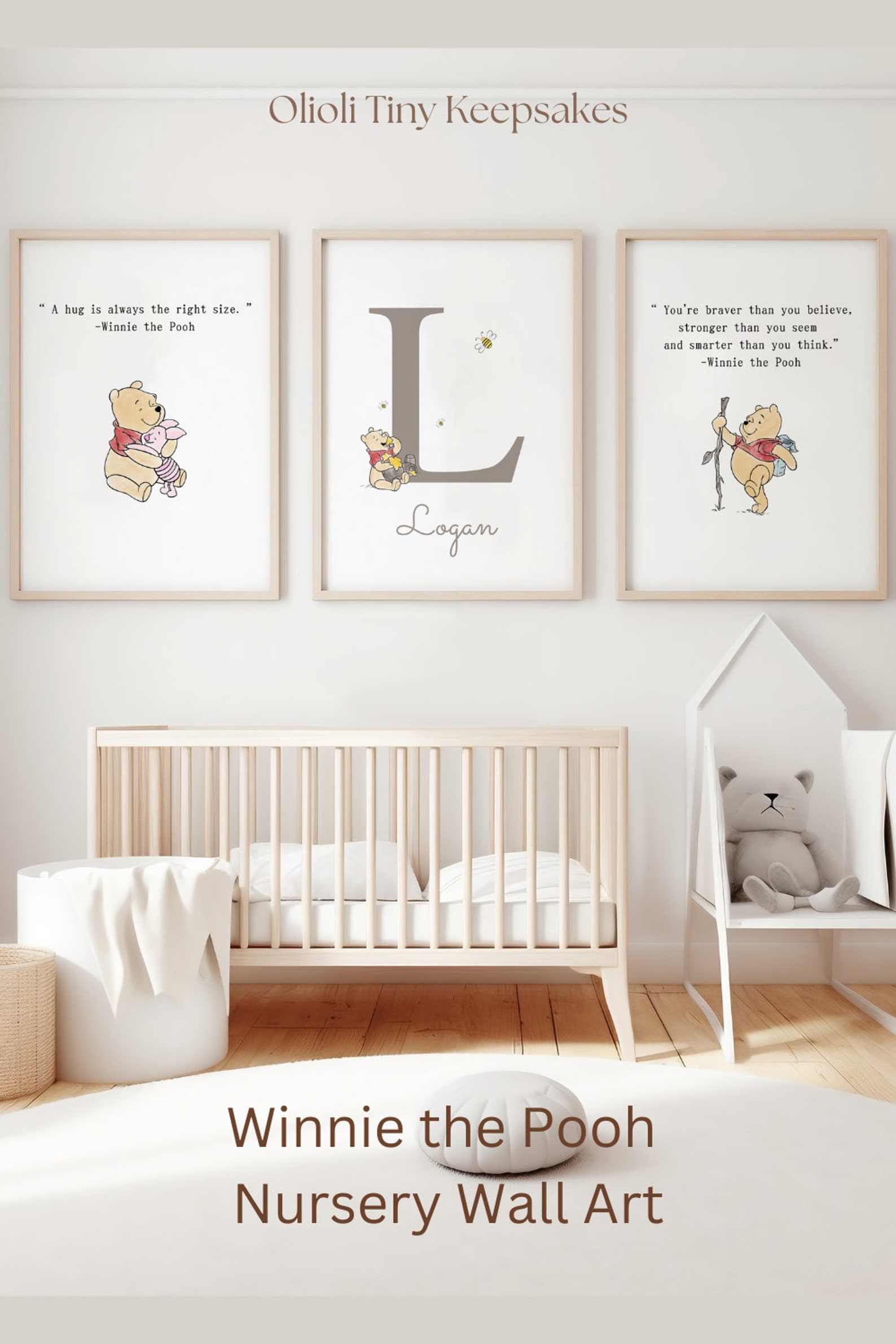 Winnie the Pooh Nursery Print Set Custom Baby Name Nursery Art Classic ...
