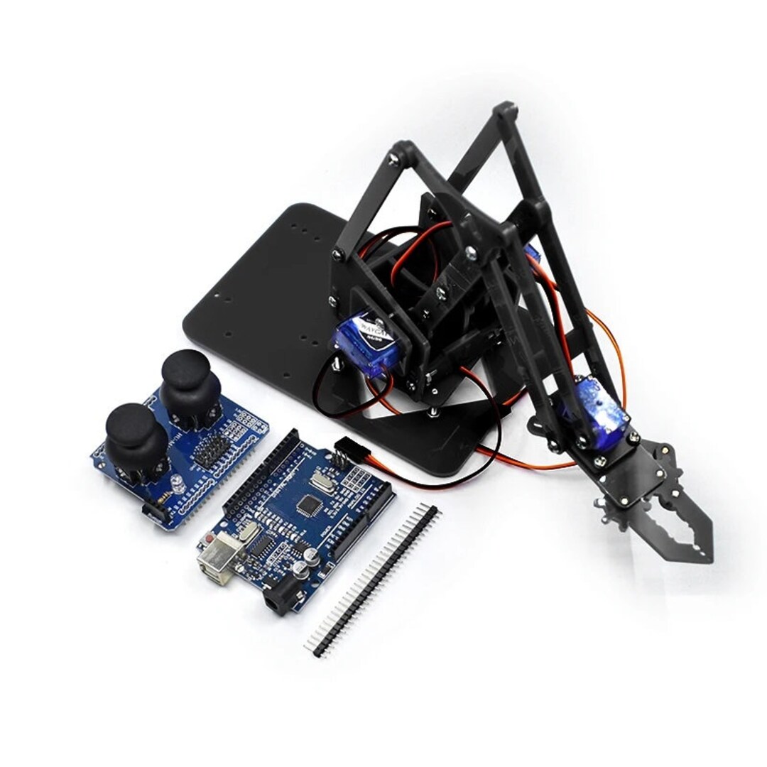 4 DOF Acrylic Mechanical Arm Robotic Manipulator Claw SG90 Motor for Arduino UNO Learning DIY ...