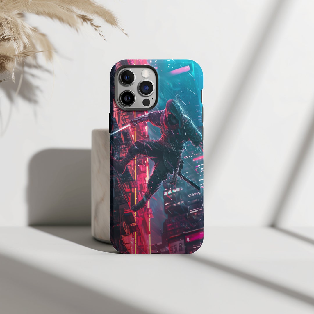 Futuristic Cyberpunk Ninja Samurai Wallpaper Phone Case iPhone 15 14 13 ...