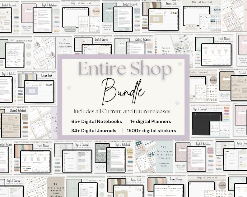 Digital Planner Journal Note Templates and Stickers All in One Whole ...