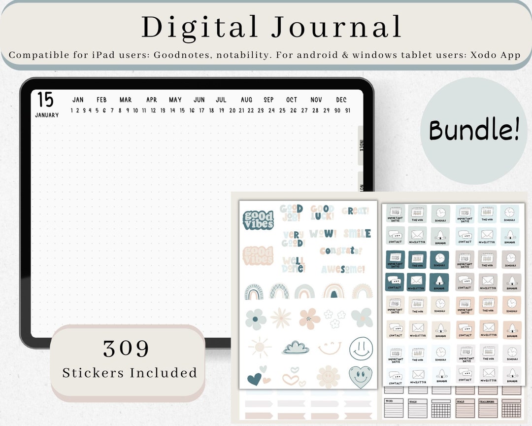 Digital Journal Bundle, Goodnotes Planner, Digital Planner, Digital ...
