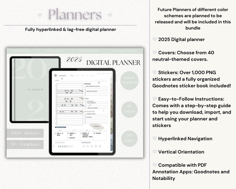 Digital Planner Journal Note Templates and Stickers All in One Whole ...