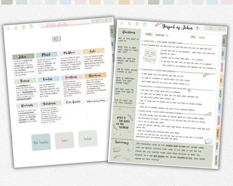 Bible Study Notebook Digital Planner Hyperlinked Bible Journal ...