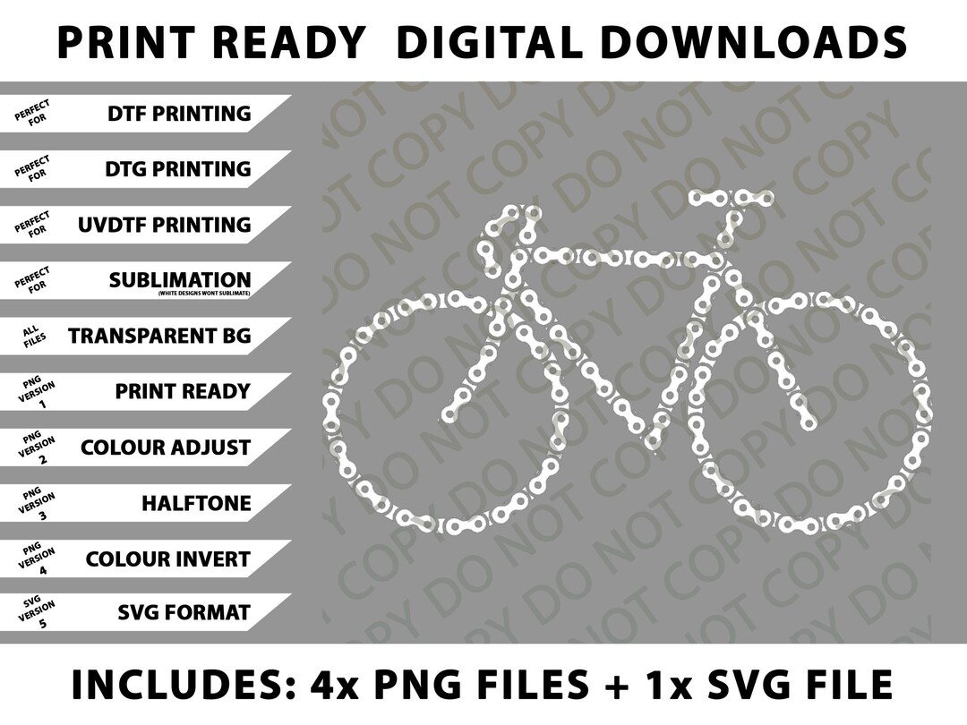 Bicycle Chain Drawing Cycling Lover Png Bundle, SVG Files, Digital ...