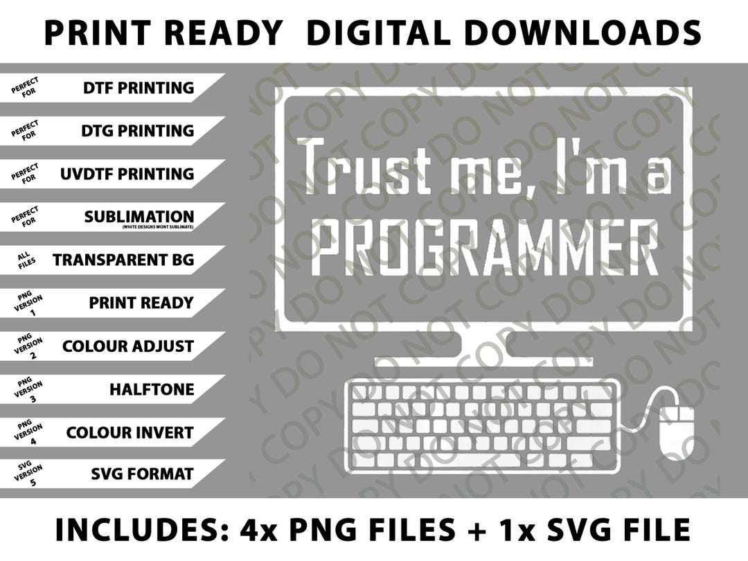 Trust Me Im A Programmer Funny Coding Joke Coder Saying Premium Png Bundle, SVG Files, Digital ...