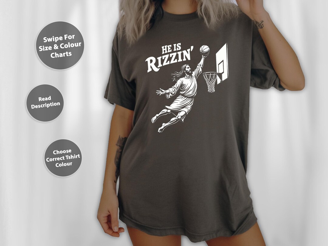 He is Rizzin Shirts, Funny Jesus Christ, Christian, Basketball Meme T ...