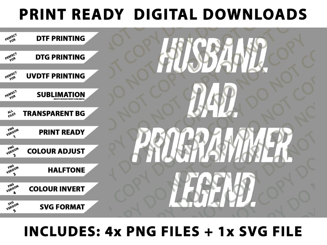 Funny Computer Programmer Husband Dad Coding Code Humor Png Bundle, SVG Files, Digital Downloads ...