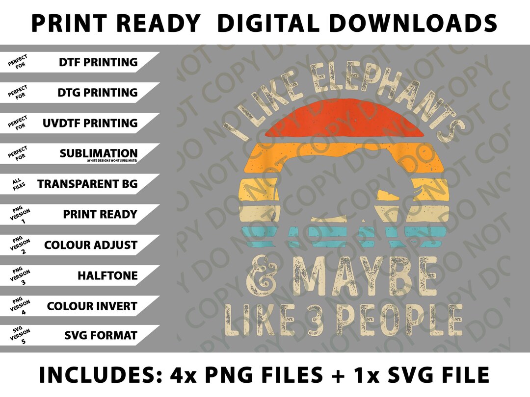 I Like Elephants and Maybe Like 3 People Elephant Lover Gift Premium ...
