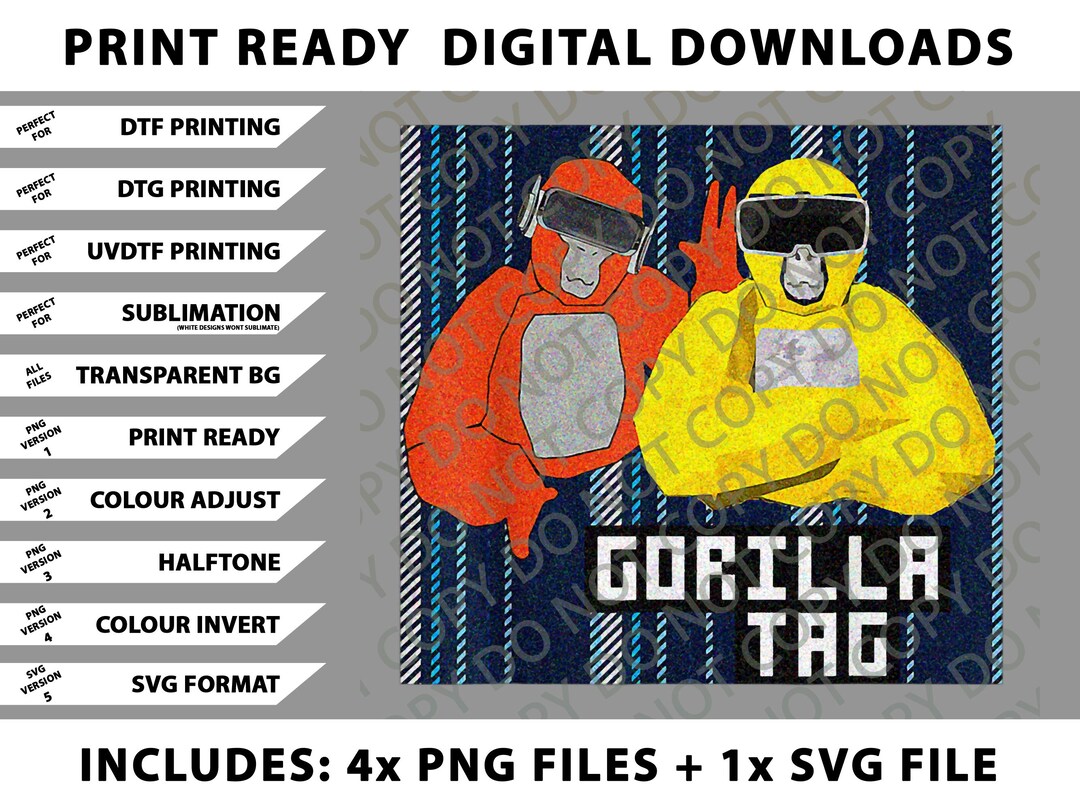Gorilla Tag PNG, Party Time VR Gamer Png Bundle, SVG Files, Digital ...
