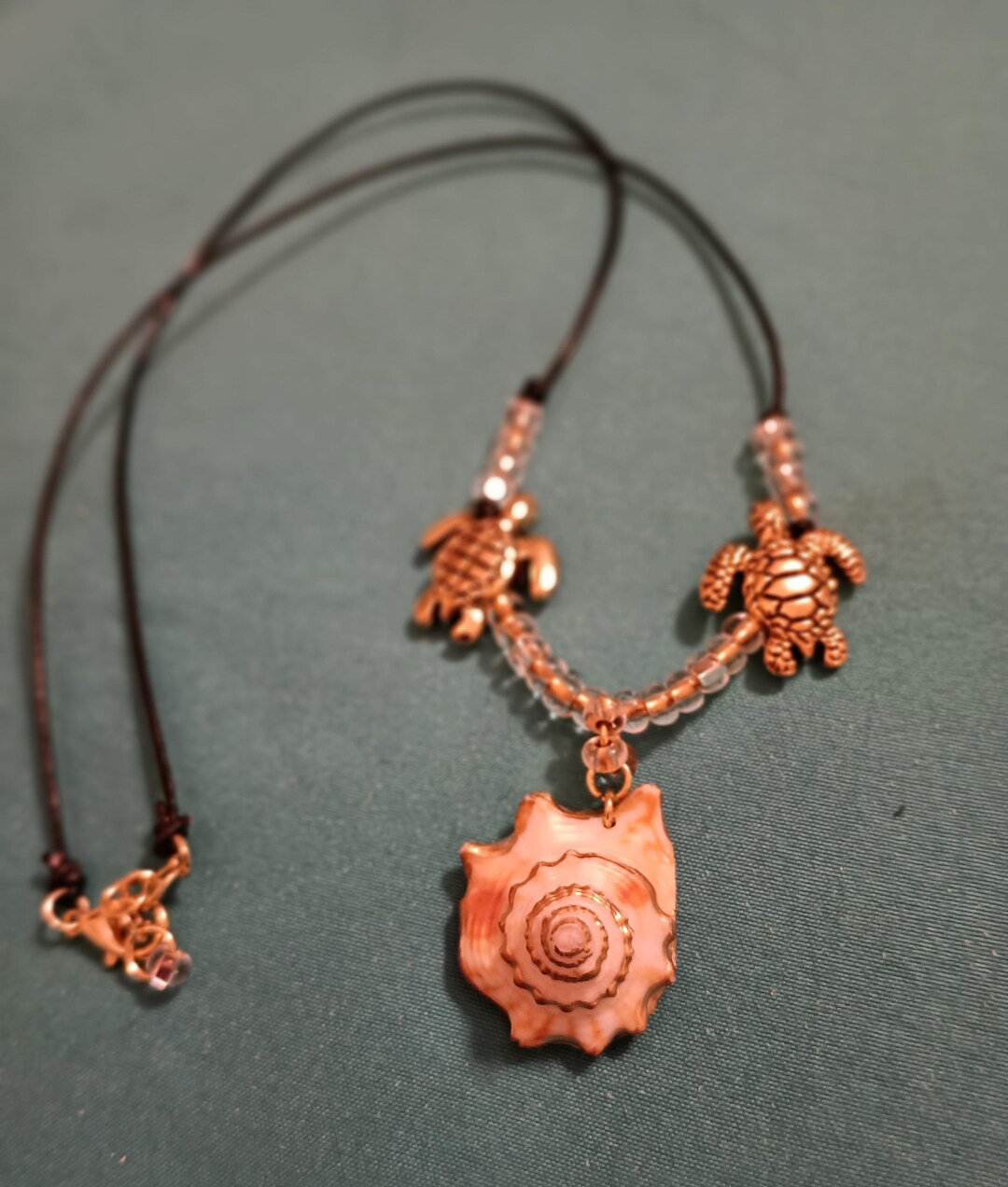 Fighting Conch With Sea Turtles on a Leather Necklace - Etsy