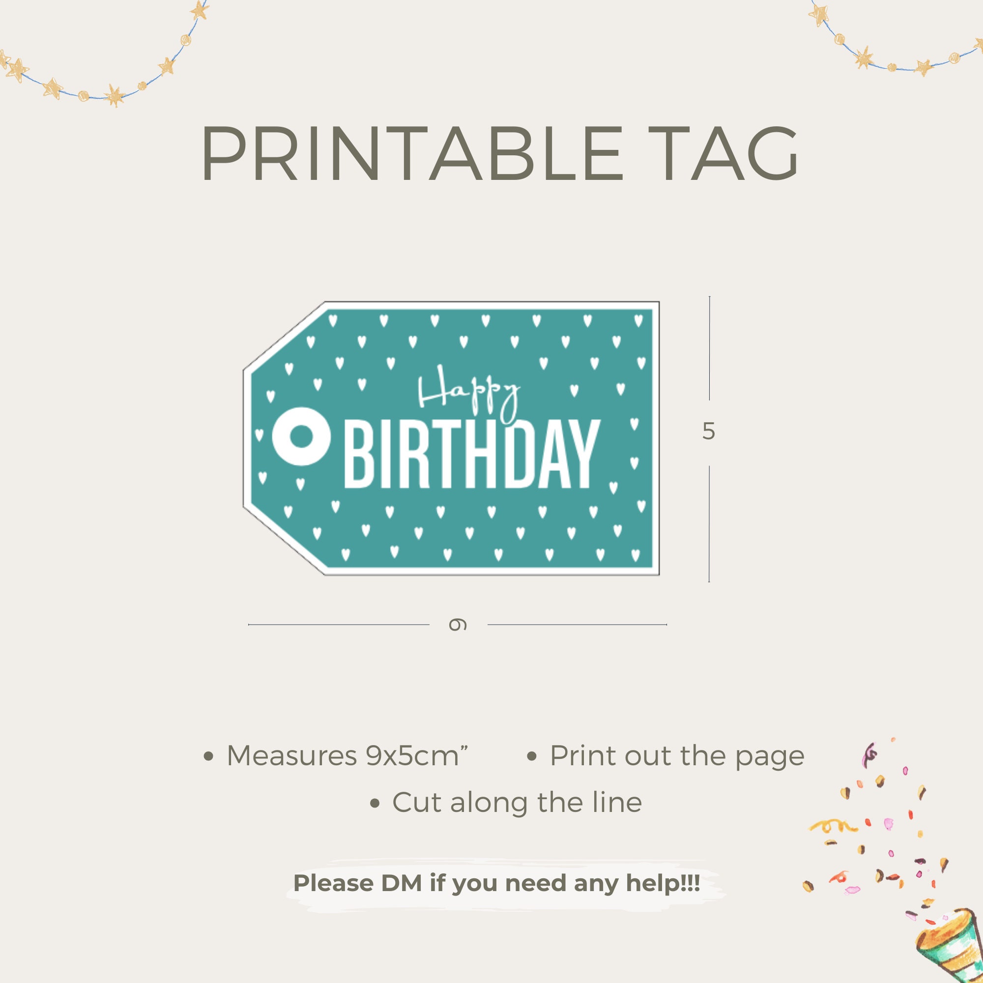 Happy Birthday Tags, Printable Birthday Tags, Birthday Gift Tag ...