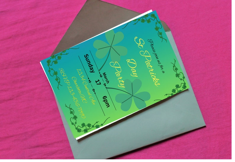 Editable, Party,invitations, St Patrick, Day Party, Green Background ...