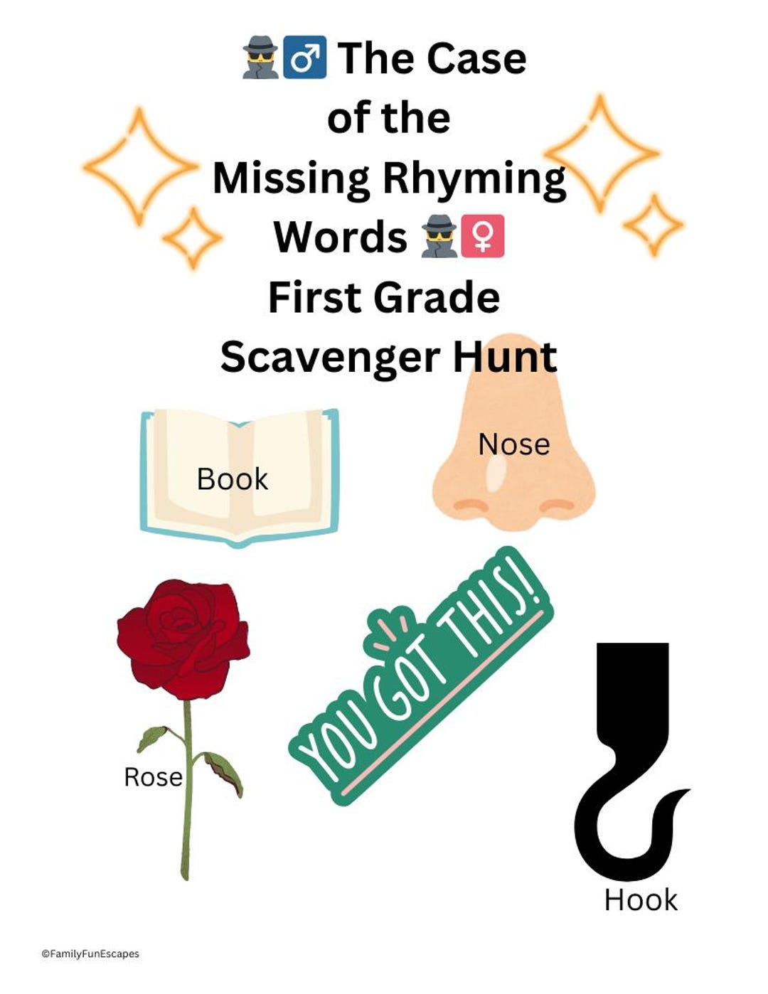 Missing Rhyming Words Scavenger Hunt | Classroom Game, Ages 6-10 ...