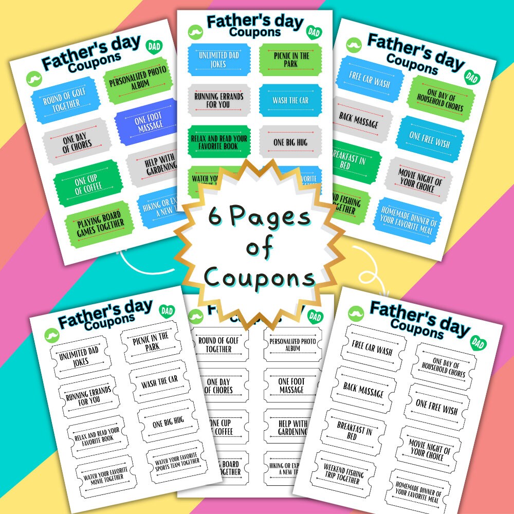 Father's Day Activity Bundle: Printable Coloring Pages & Coupons ...