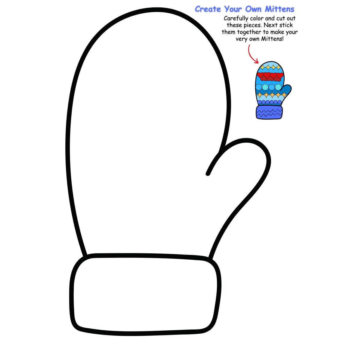 Winter Mittens Craft: DIY Cut & Assemble Activity (digital Download) - Etsy