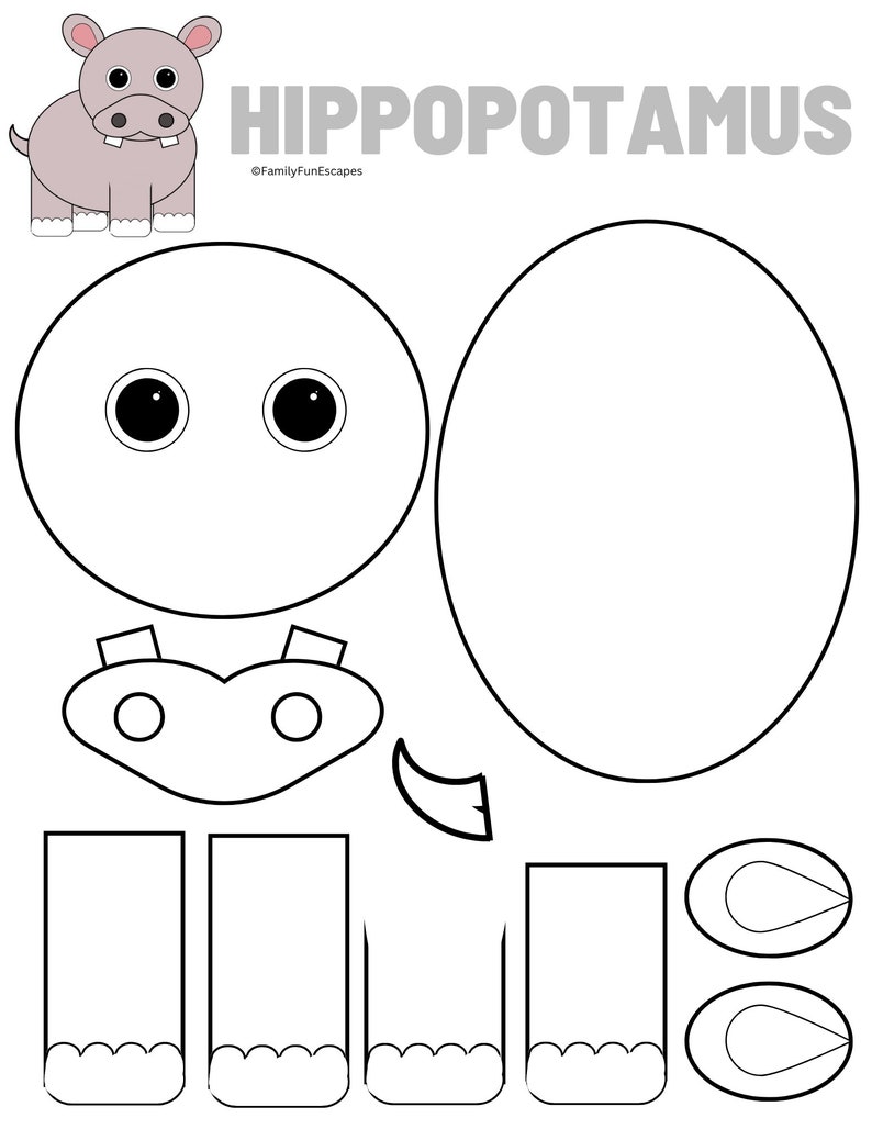 Animal Color, Cut, and Paste Craft: Kids Printable Activity (digital ...