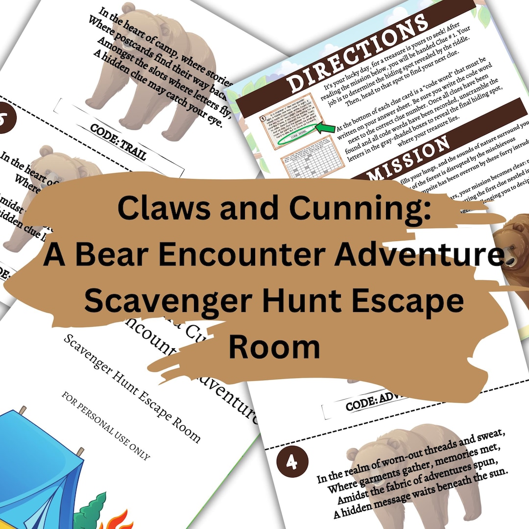 Bear Encounter Scavenger Hunt: Indoor Adventure Game (print and Play ...