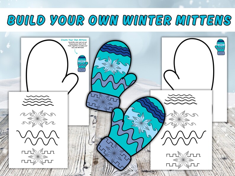 Winter Mittens Craft: DIY Cut & Assemble Activity (digital Download) - Etsy