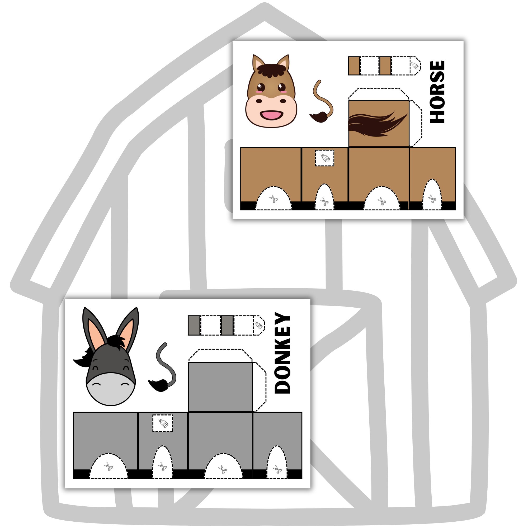 3D Farm Animal Crafts: Printable Barnyard DIY (PDF Download) - Etsy