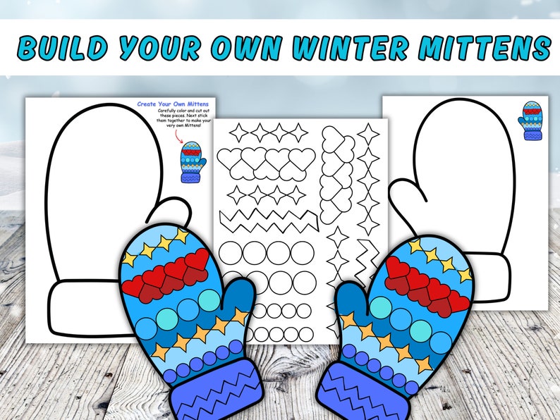 Winter Mittens Craft: DIY Cut & Assemble Activity (digital Download) - Etsy