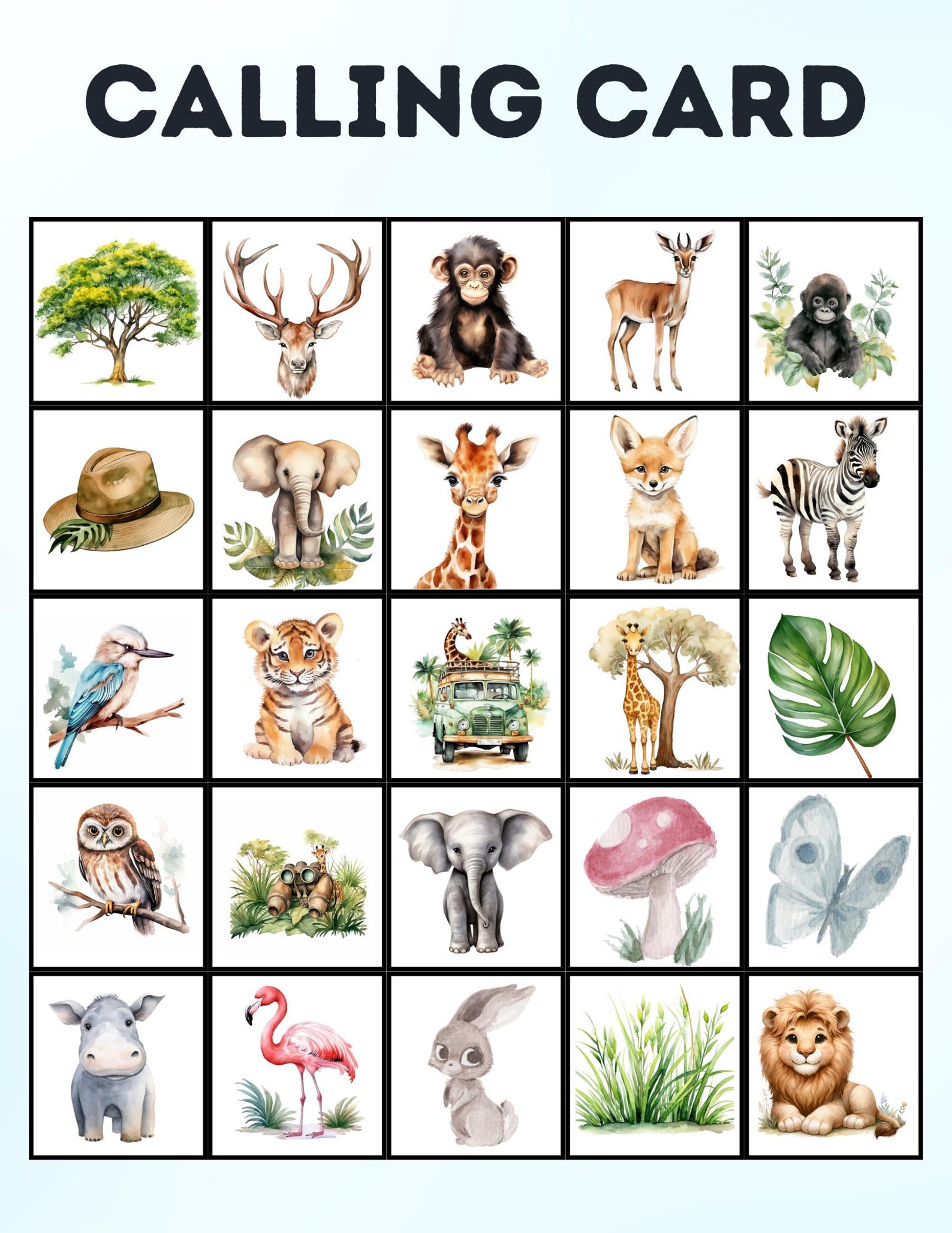 Safari Animal Bingo Printable Game: Classroom Party Fun (instant ...