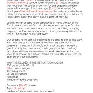 Founding Fathers Escape Game: History Puzzles & Maze (digital Download ...