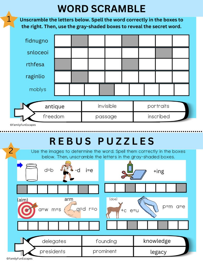 Founding Fathers Escape Game: History Puzzles &amp; Maze (digital Download ...