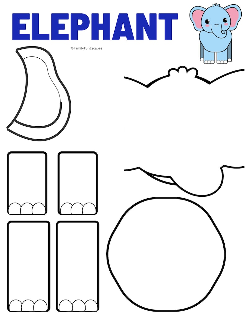Animal Color, Cut, and Paste Craft: Kids Printable Activity (digital ...