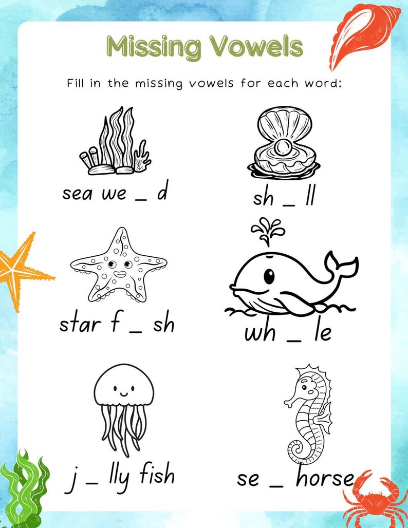 Under the Sea Preschool Learning Pack | Worksheets: Missing Alphabet ...
