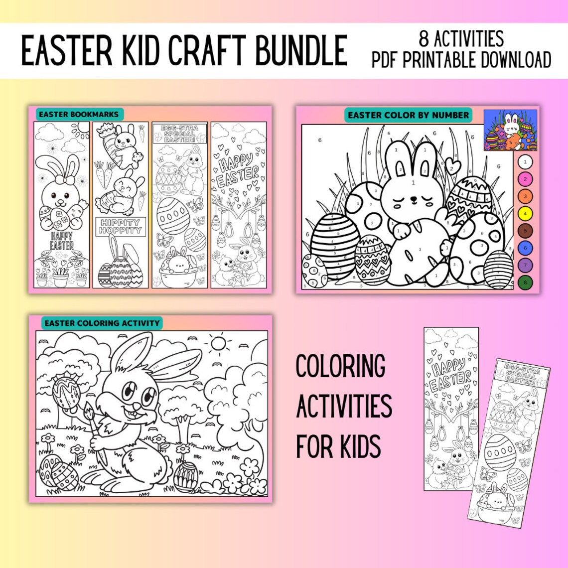 Easter Kid Crafts | Color and Cut Activities | Easter Bookmarks to ...