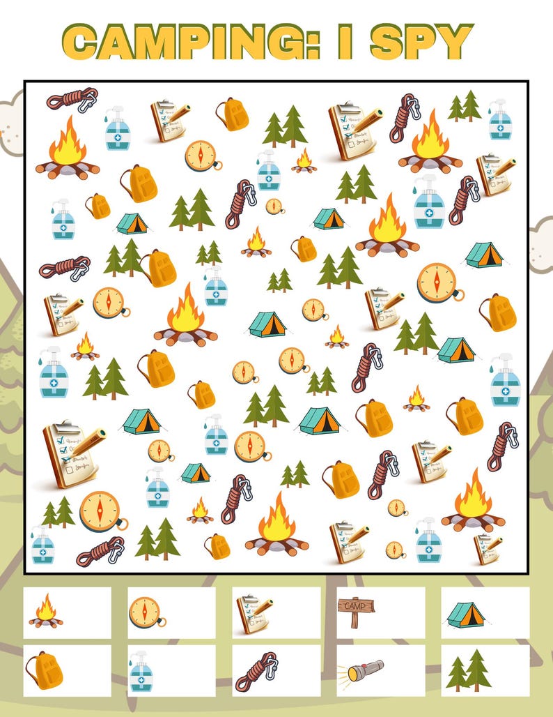 Camping Games Printable Pack: I Spy, Maze, Word Search (digital ...