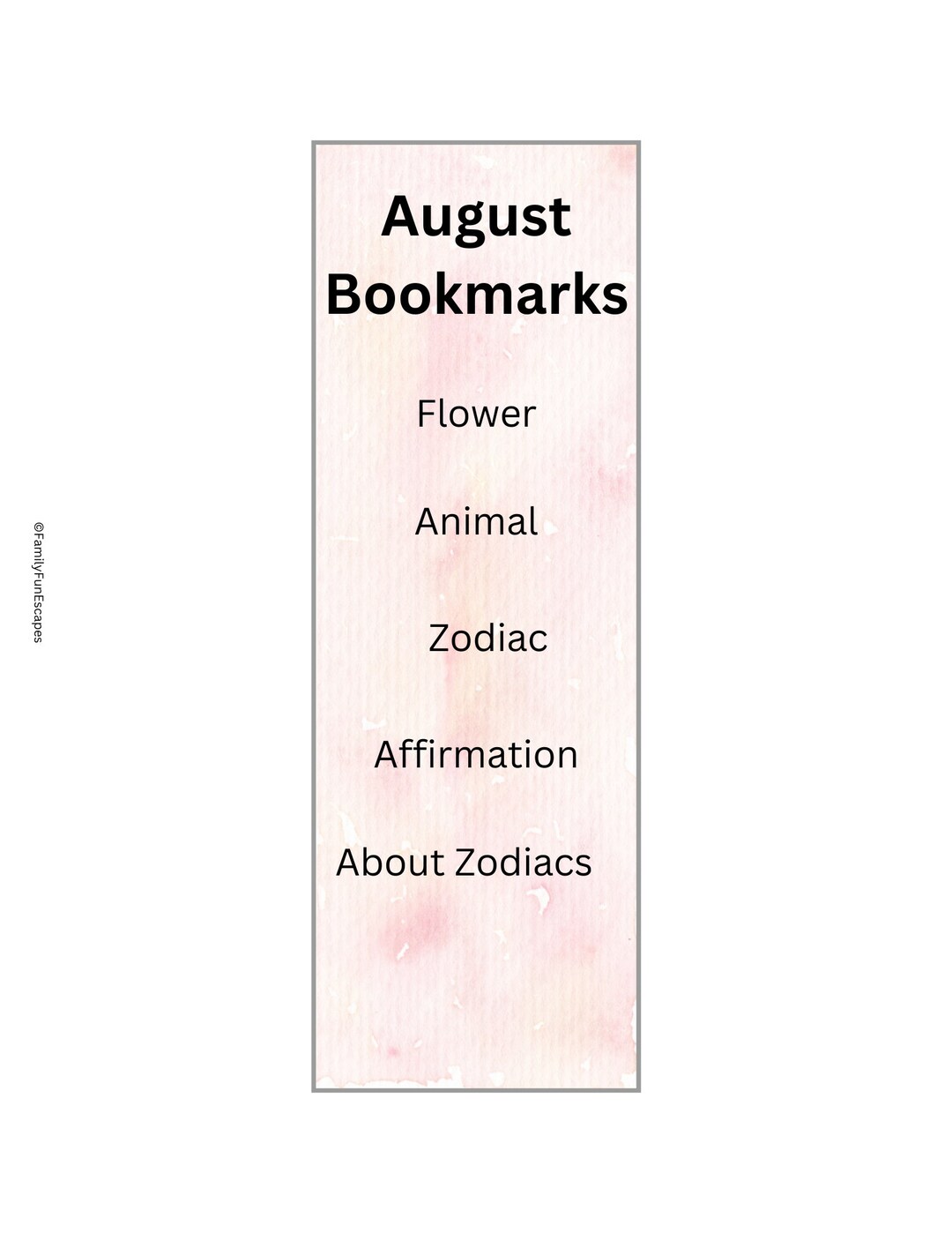 All About August Bookmarks | Digital Download | Printable Summer-themed ...