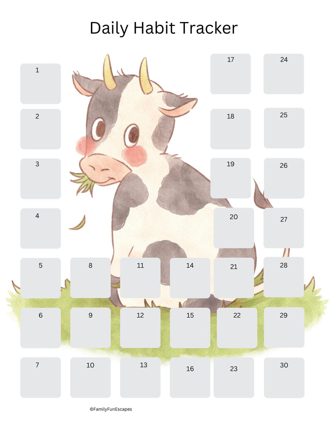 Cow Habit Tracker | Cute Printable Planner (digital Download) - Etsy