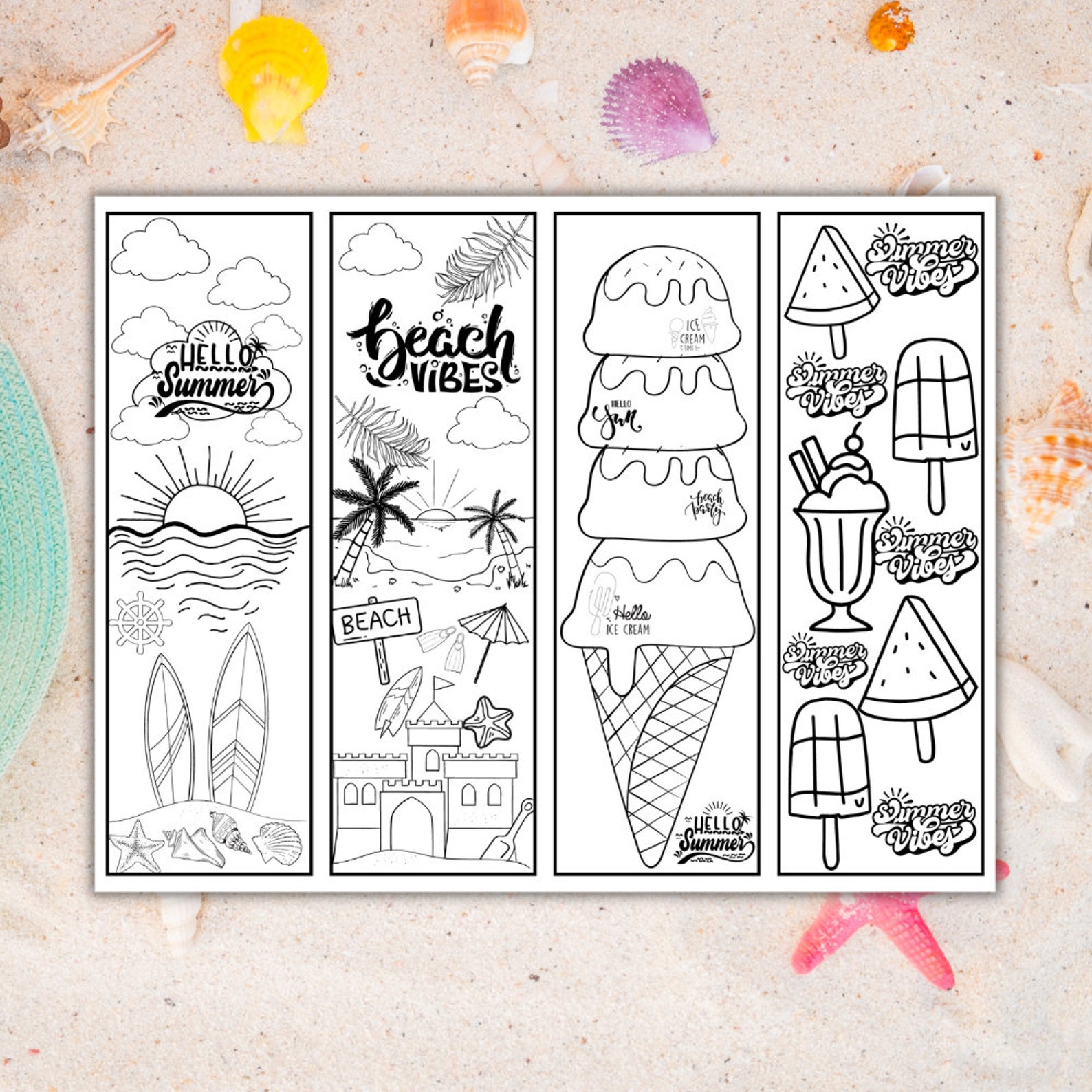 Summer Bookmarks to Color | Fun DIY for Book Lovers | Art Therapy ...