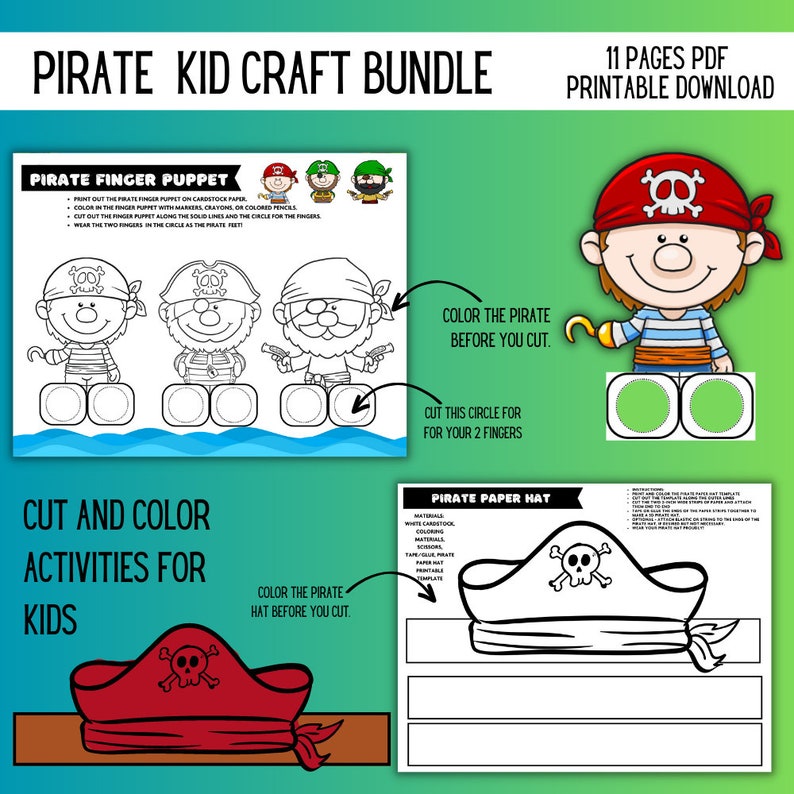 Pirate Kid Craft Bundle: Printable Games & Activities (PDF Pattern) - Etsy