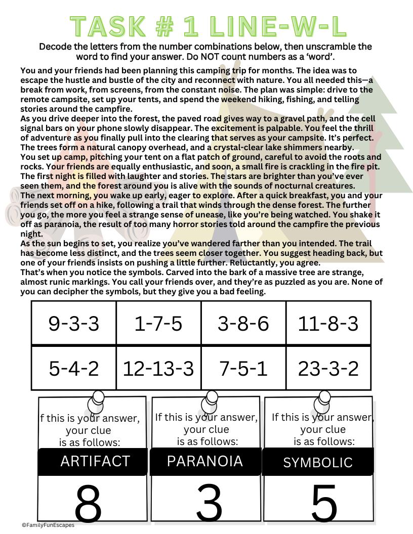 Camping Gone Wrong Escape Room Game: 13 Adult Puzzles (digital Download ...