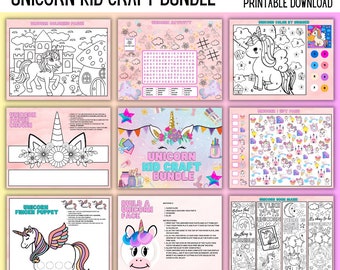 Kids Summer Craft Printable Activities/ Unicorn Kid Craft Bundle ...