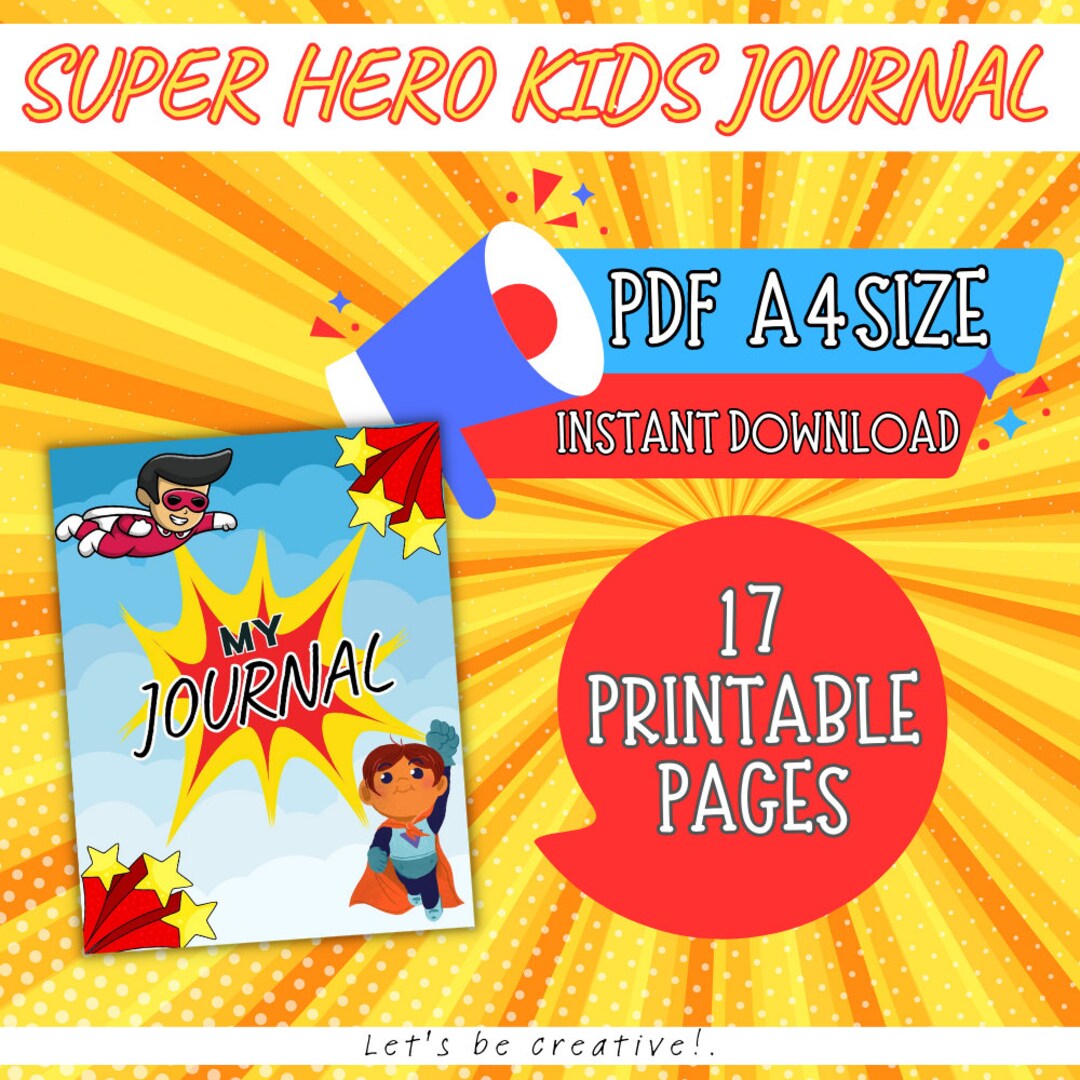 Super Hero Writing Journal for Kids: 17 Fun Prompts (digital Download ...