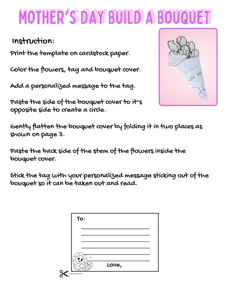 Mother's Day Build-a-bouquet | Printable Flower Craft | Digital ...
