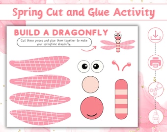 Spring Cut & Glue Build a Dragonfly Activity, Cut and Glue Printable ...
