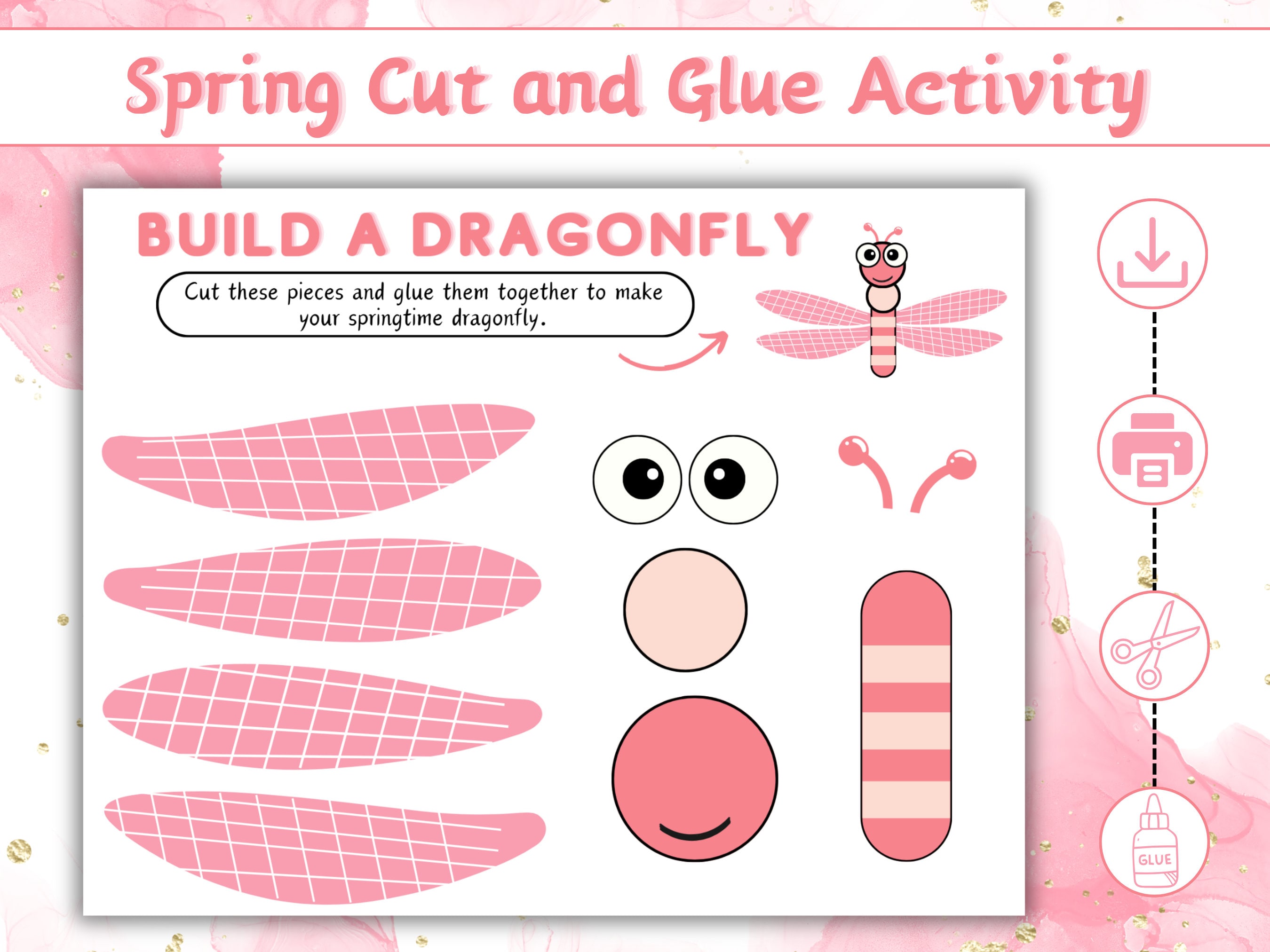 Dragonfly Craft: DIY Cut & Assemble Activity (digital Download) - Etsy