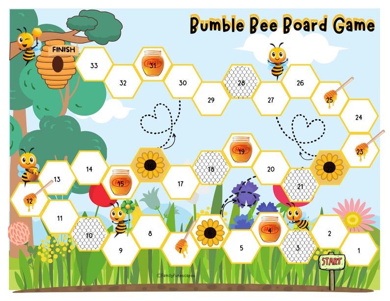 Bumble Bee Board Game for Kids | Preschool and Early Elementary ...