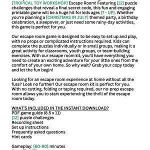 Christmas in July Escape Game | Tropical Toy Mystery | 12 Fun Puzzles ...