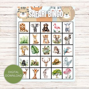 Safari Animal Bingo Printable Game: Classroom Party Fun (instant ...