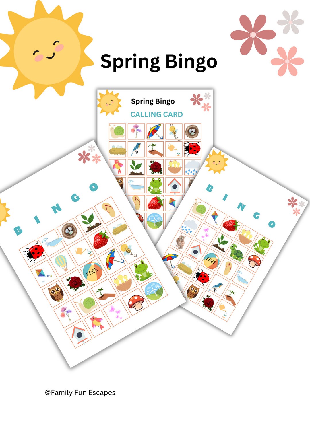 Spring Bingo Game: Fun Printable for Kids & Family (digital Download ...