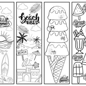 Summer Bookmarks to Color | Fun DIY for Book Lovers | Art Therapy ...