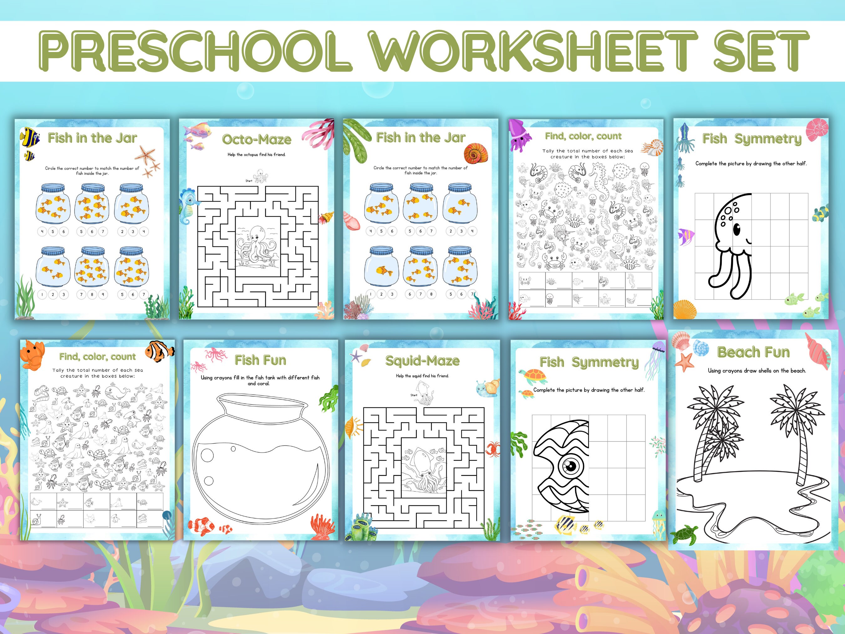 Under the Sea Preschool Learning Pack - Etsy