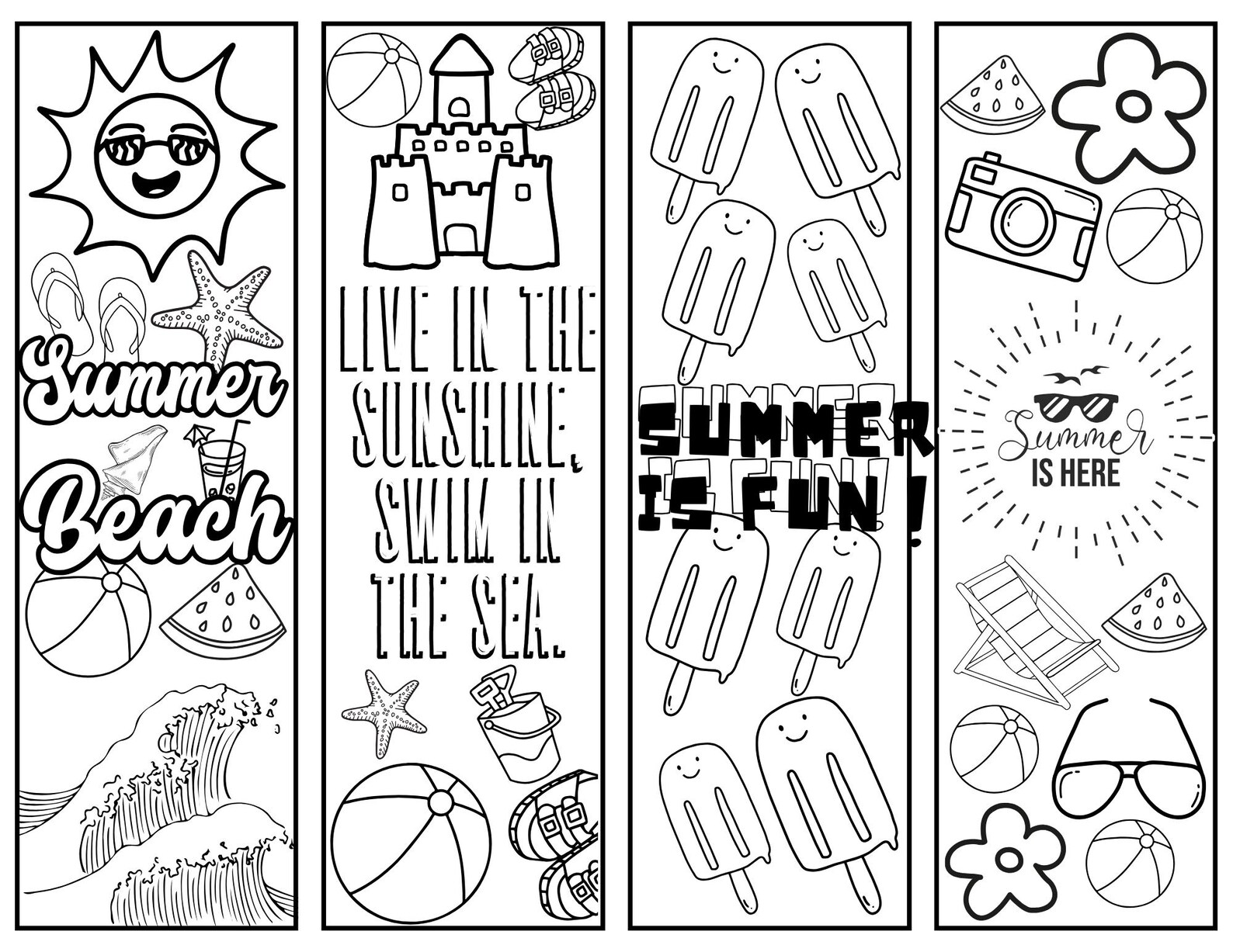 Summer Bookmarks to Color | Fun DIY for Book Lovers | Art Therapy ...