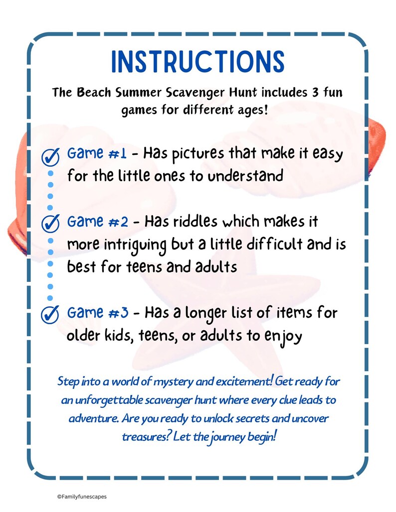 Summer Beach Scavenger Hunt | Printable Family Fun Game | Search for ...